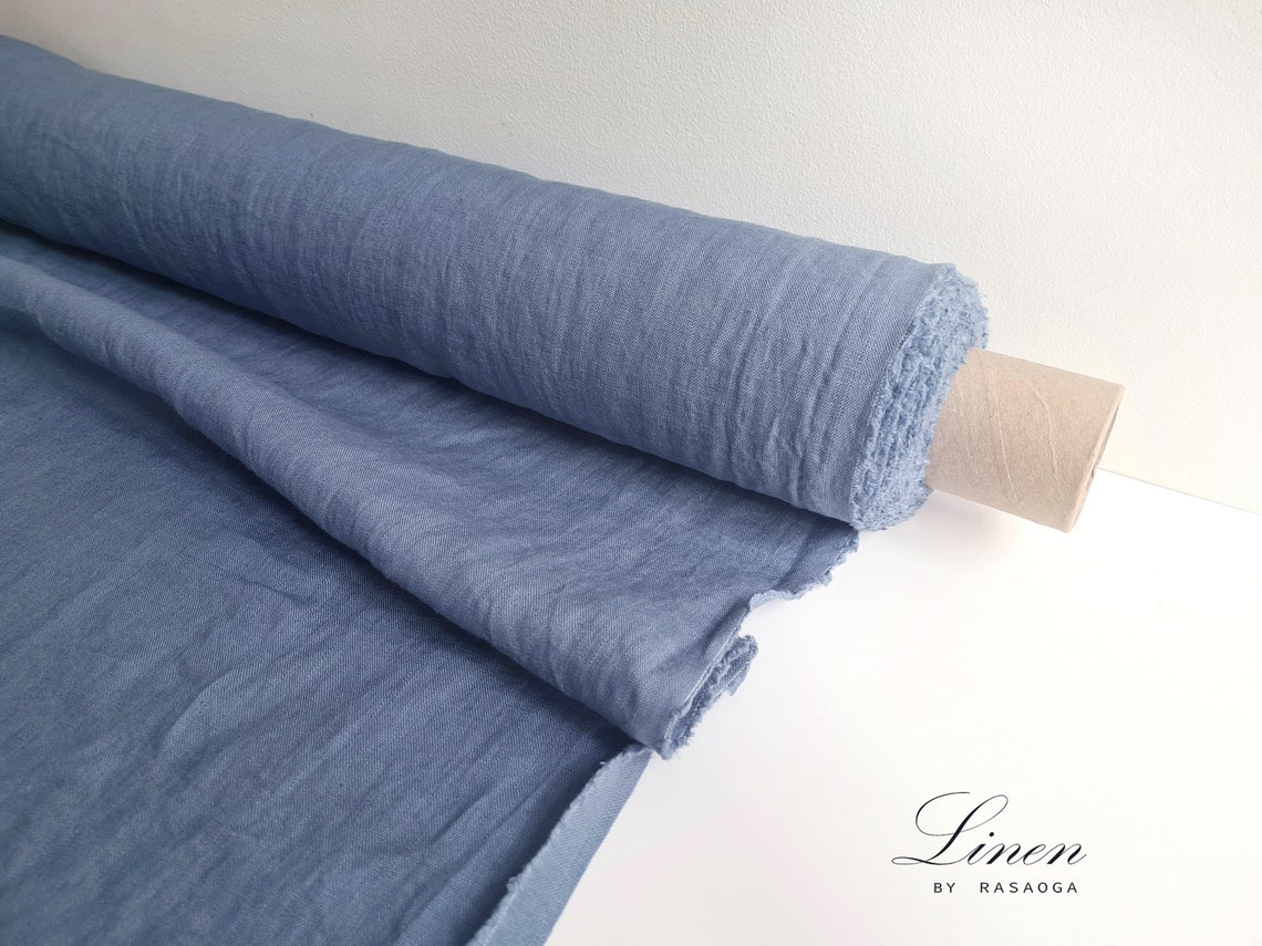 Linen Fabric by the Yard. Blue Linen Fabric. Washed Linen Fabric ...