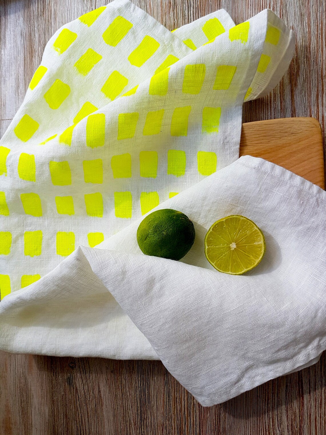 Linen Tea Towels. White Dish Towel . Green Neon Yellow Neon | Etsy