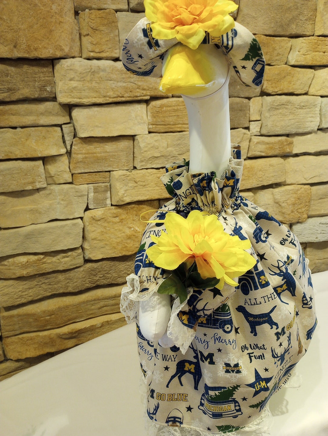 Goose Clothes michigan U of M Michigan Winter Print With Cream Lace ...