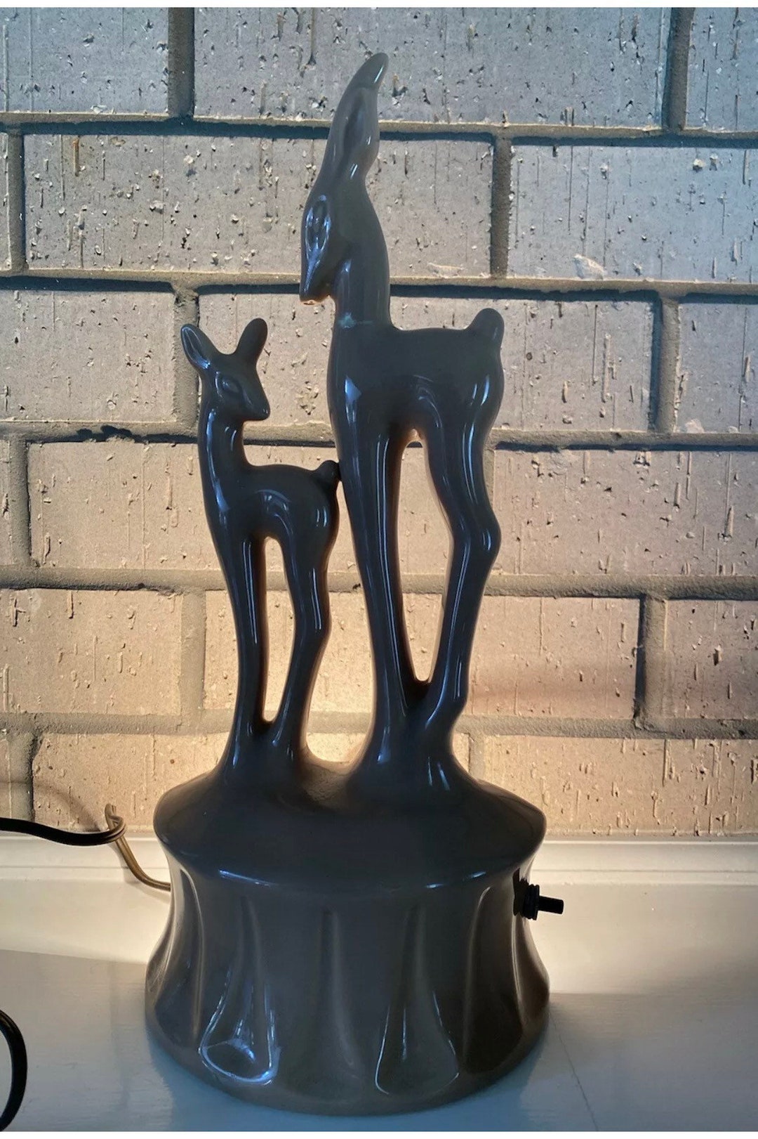Vintage KRON Mid Century 1950s Deer Fawn TV Lamp Night Light Art Deco ...