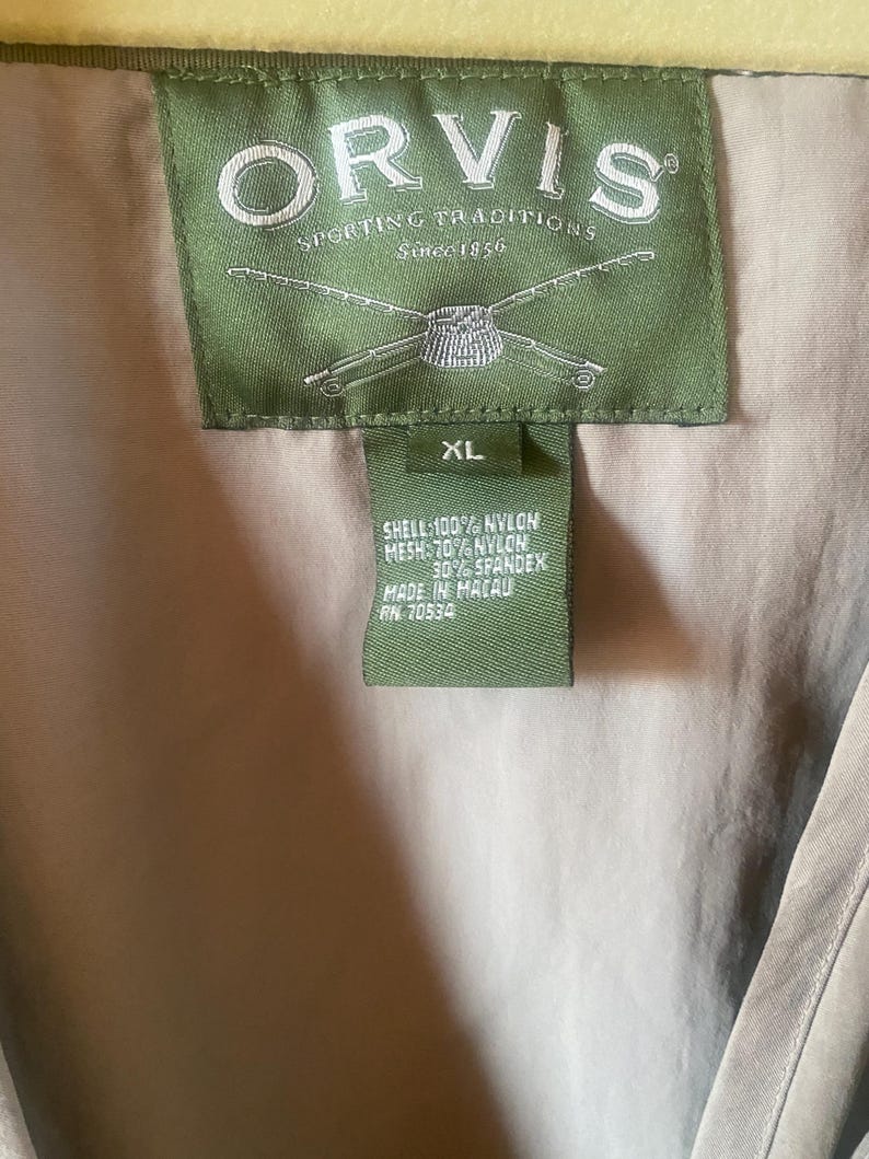 Men’s Vintage Orvis Khaki Outdoor Fly Fishing Hiking Camping Vest Nylon ...