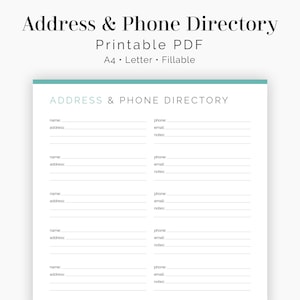 Address & Phone Directory - Fillable - Printable PDF - Contact List ...