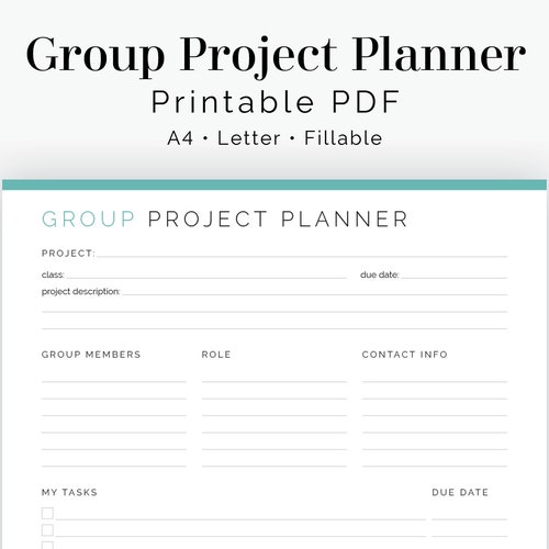 Group Project Planner Fillable Printable PDF Student - Etsy
