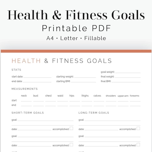 Health and Fitness Goals Fillable Printable PDF Health & - Etsy