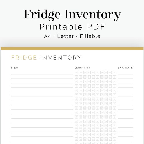 Fridge Inventory 2 Layouts Fillable Printable PDF | Etsy
