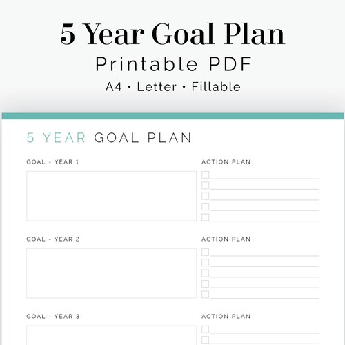 5 Year Goal Plan Fillable Printable PDF New Year - Etsy