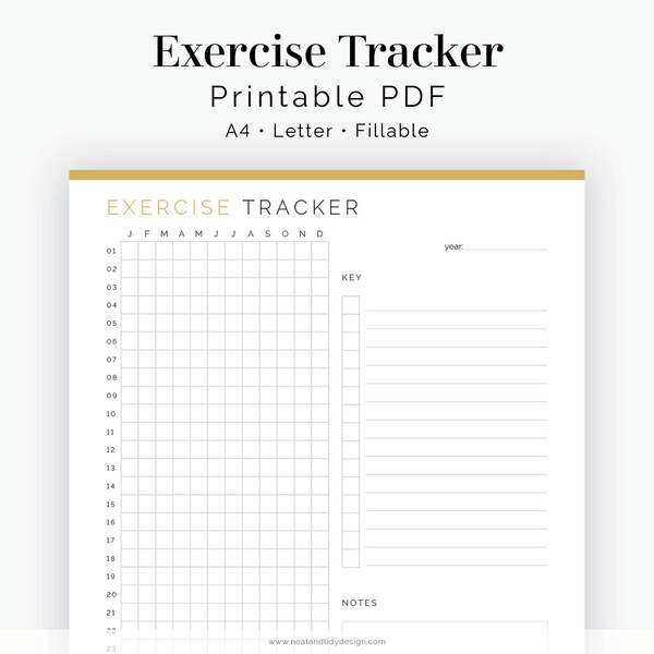 Yearly Fitness Tracker Printable - Etsy