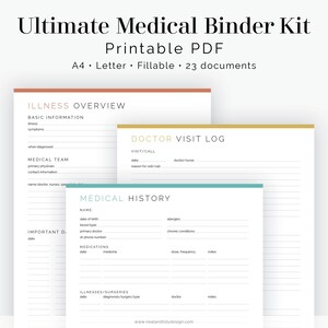 Ultimate Medical Binder Kit (23 Documents) - Fillable - Printable PDF ...