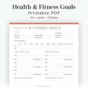 Health and Fitness Goals - Fillable - Printable PDF - Health & Fitness ...