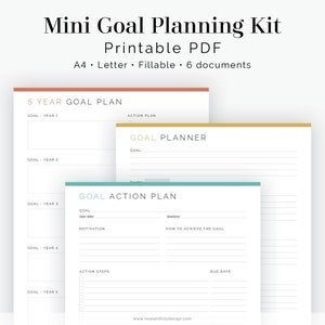 Mini Goal Planning Kit (6 Documents) - Fillable - Printable PDF - New ...