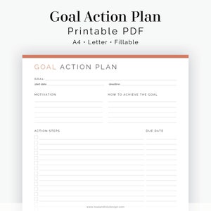 Goal Action Plan (2 Layouts) - Fillable - Printable PDF - New Year ...