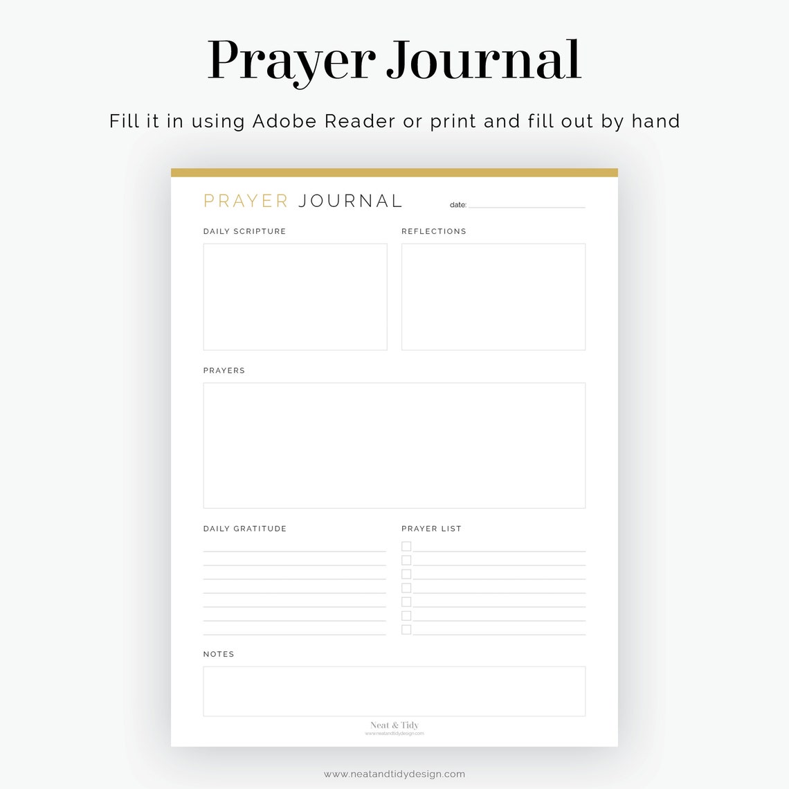Prayer Journal Fillable Printable PDF Journaling, Self-care, Devotional ...