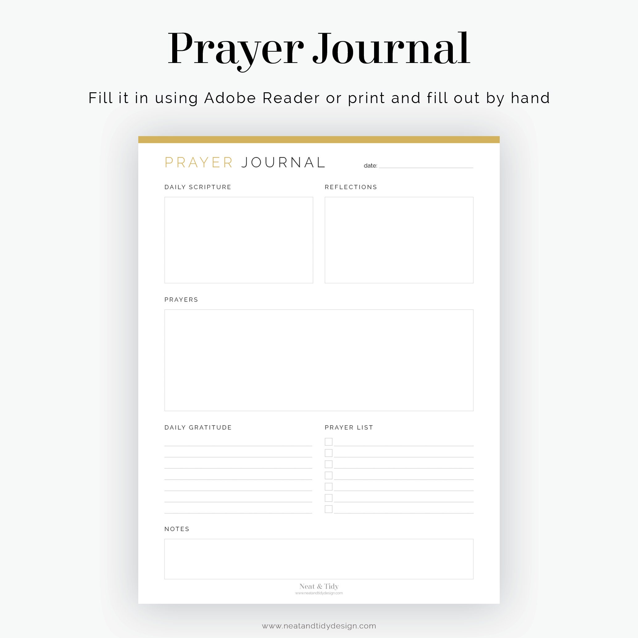 Prayer Journal - Fillable - Printable PDF - Journaling, Self-care ...