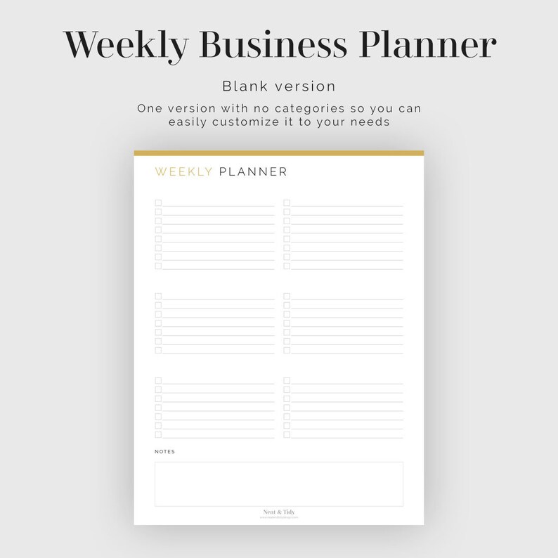 Weekly Business Planner Fillable Printable PDF Business | Etsy