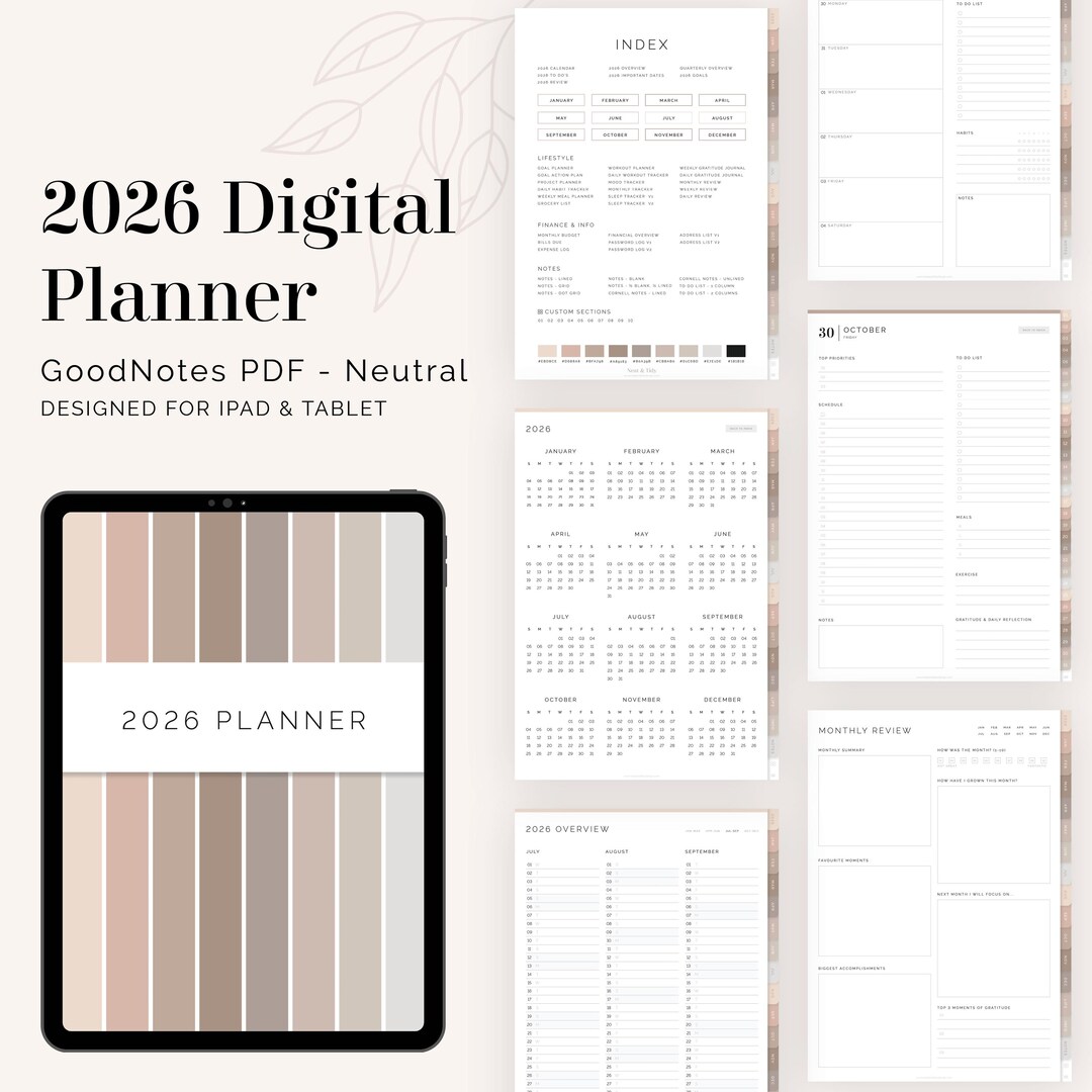2026 Digital Planner for Goodnotes & Notability | Dated Daily, Weekly ...