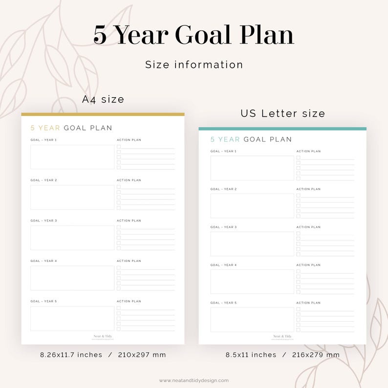 5 Year Goal Plan - Fillable & Printable PDF - New Year Resolution ...