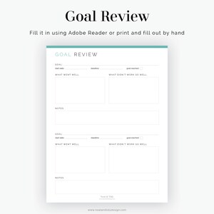 Goal Review 2 Layouts Fillable Printable PDF New Year Resolution, Goal ...