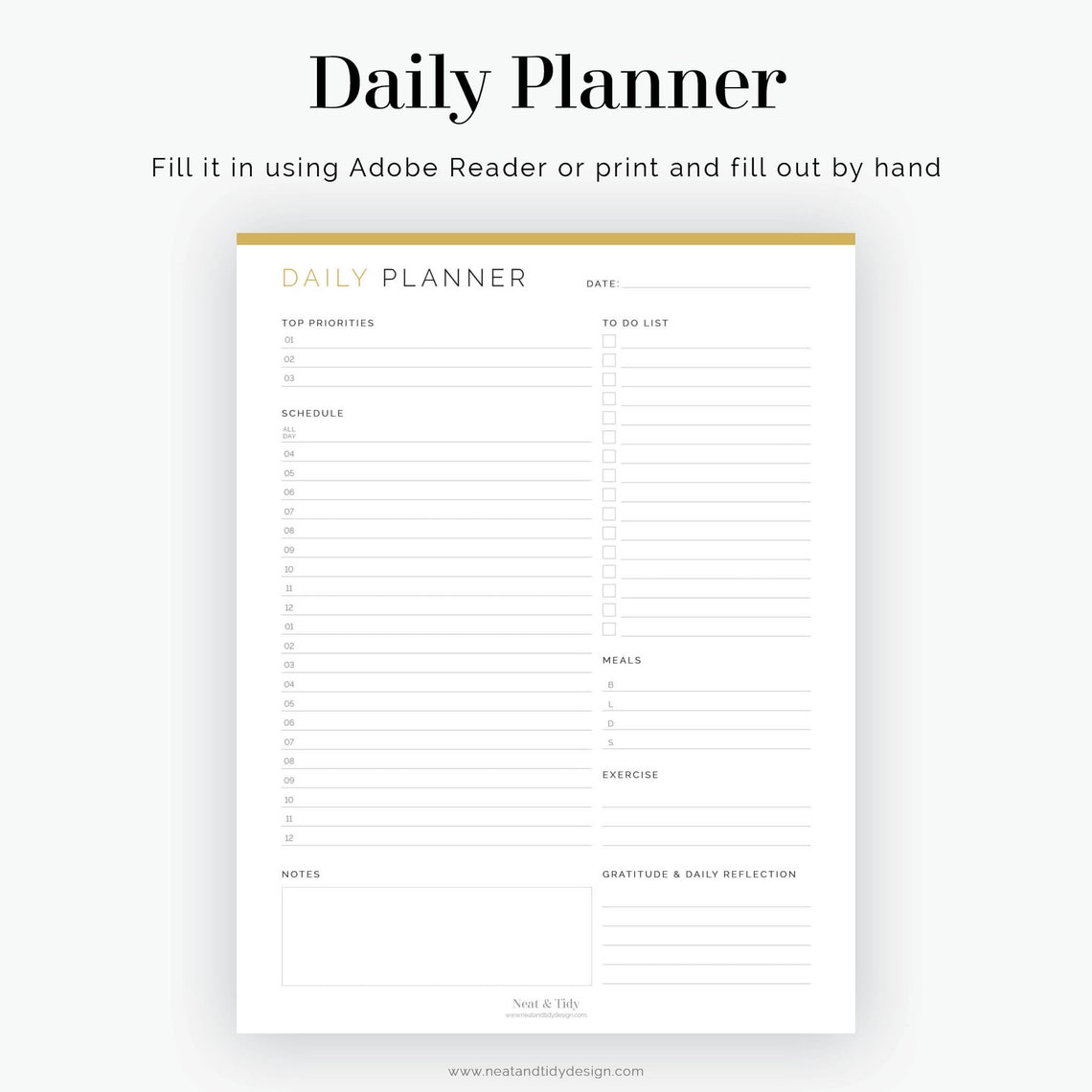 Daily Planner V2 Fillable Printable PDF Daily Appointment Planner Page ...