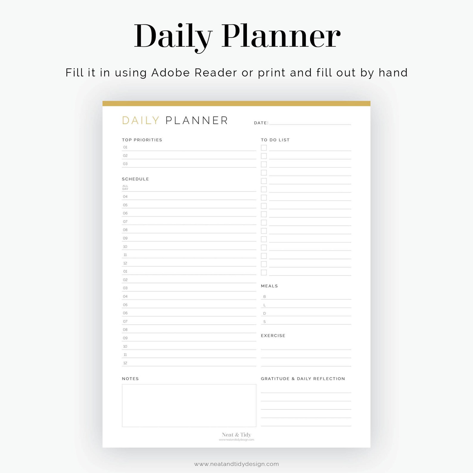 Daily Planner V2 Fillable Printable PDF Daily Appointment Planner Page ...
