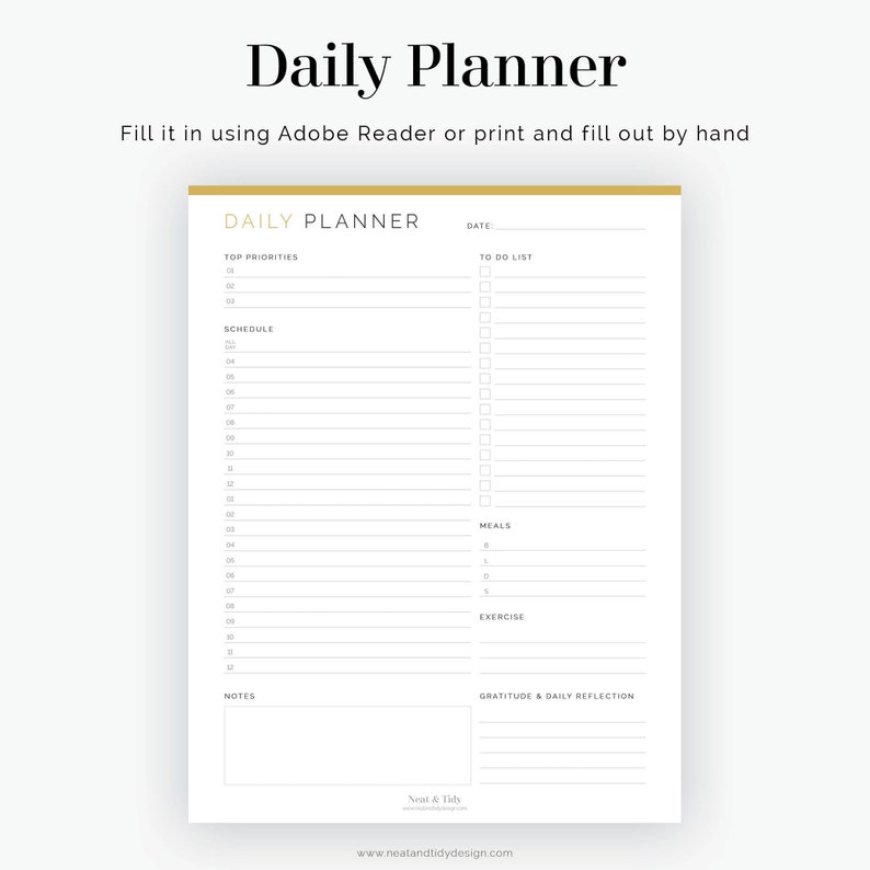 Daily Planner V2 Fillable Printable PDF Daily Appointment Planner Page ...