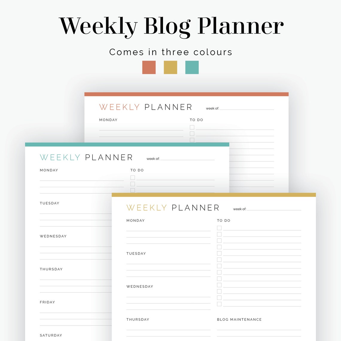Weekly Blog Planner Fillable Printable PDF Business Planner, Planner ...