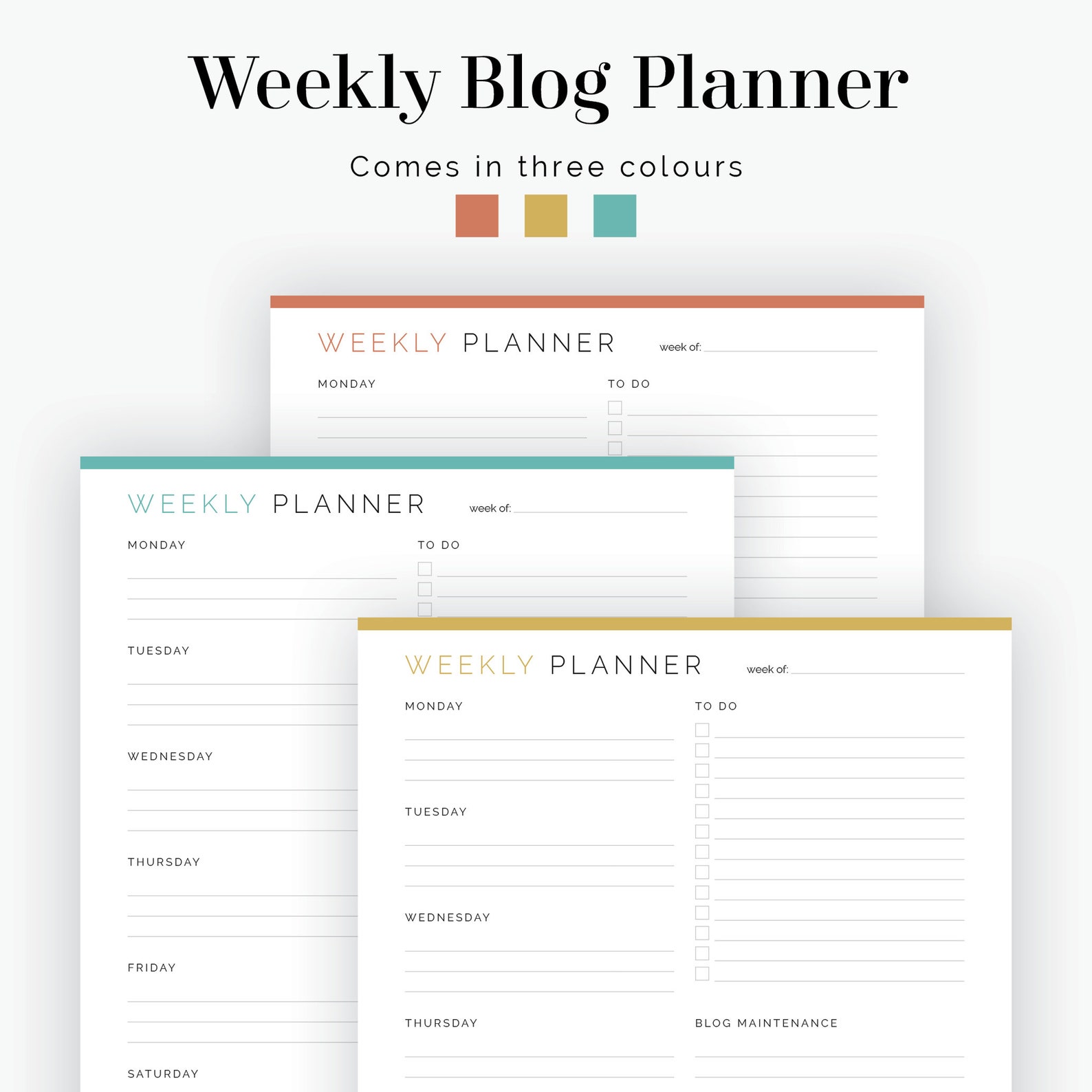 Weekly Blog Planner Fillable Printable PDF Business Planner, Planner ...