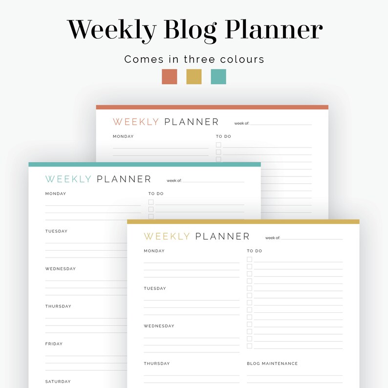 Weekly Blog Planner Fillable Printable PDF Business Planner, Planner ...