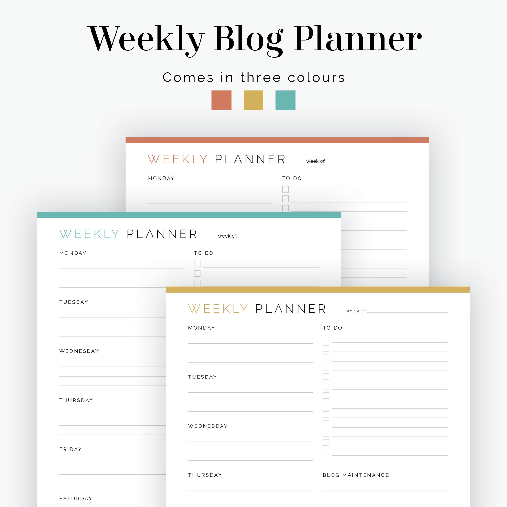 Weekly Blog Planner Fillable Printable PDF Business Planner, Planner ...