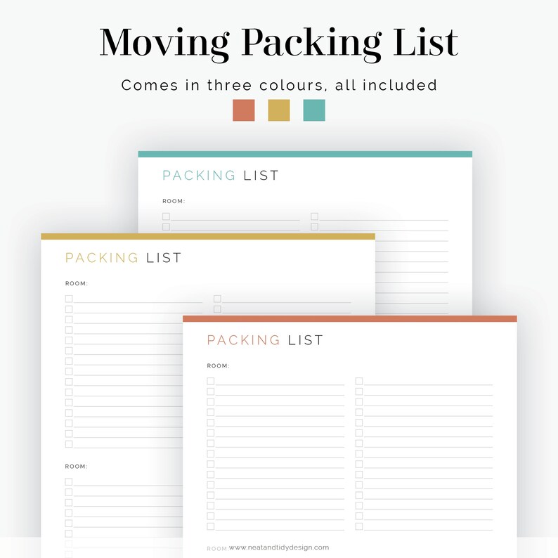 Moving Packing List - by Room - Fillable - Moving Planner - Printable ...