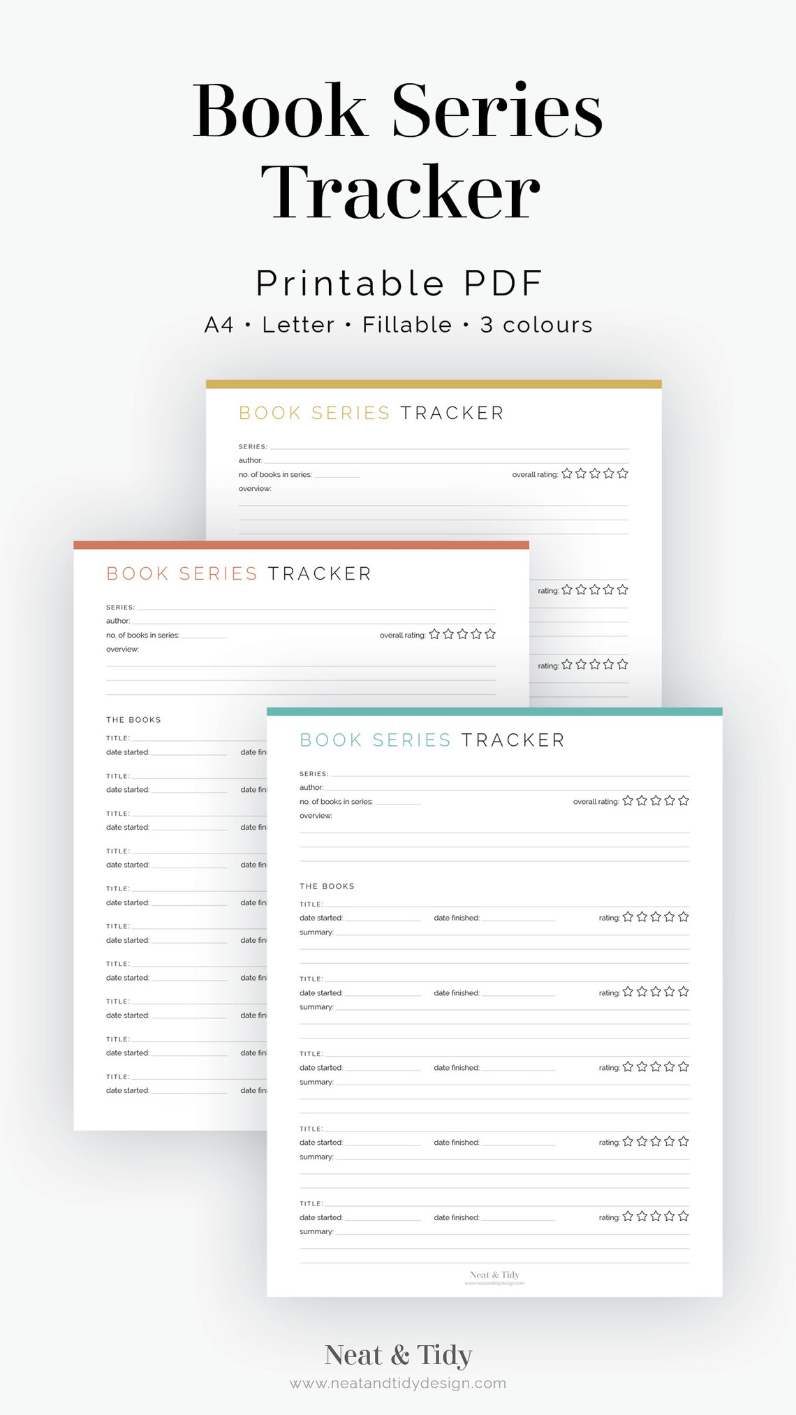 Book Series Tracker Fillable Printable PDF Part of the | Etsy Australia