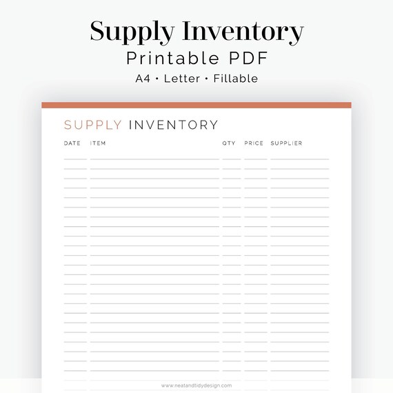 Supply Inventory Log Fillable Printable PDF Business | Etsy Australia