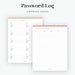 Password Log 2 Layouts Printable, Fillable PDF Password Tracker ...