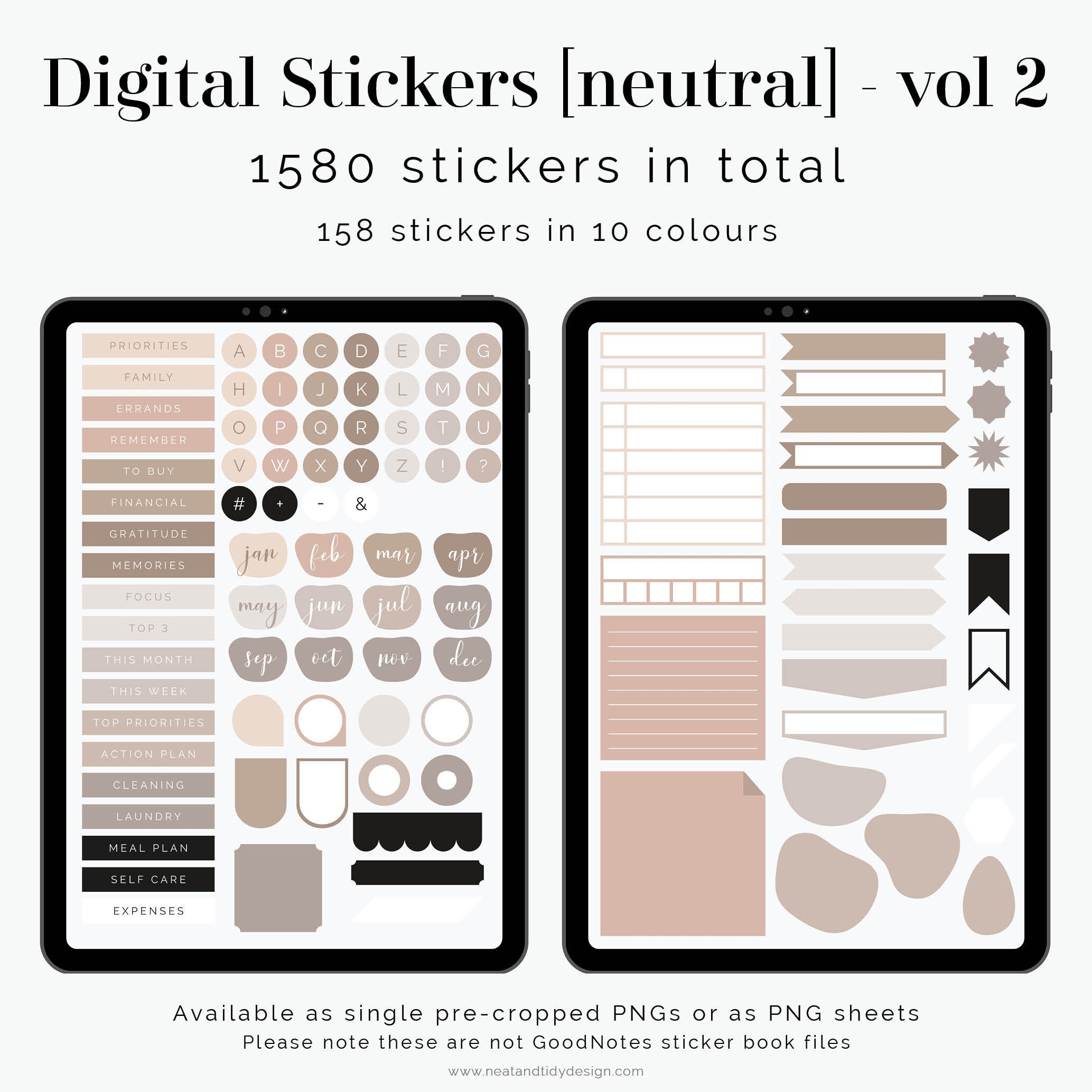 Digital Stickers for Goodnotes Planners Vol 2 1580 Stickers in 8 ...