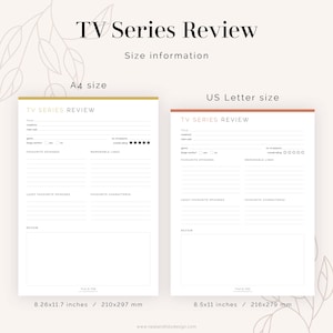 TV Show/series Review Template | Printable and Fillable Series Rating ...