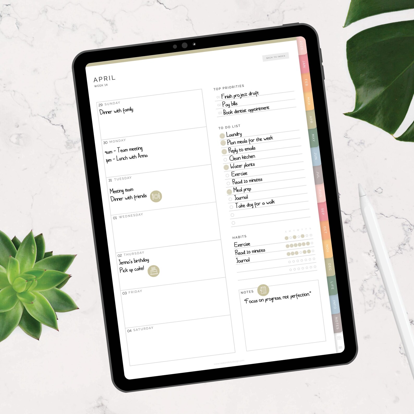 2026 Digital Hyperlinked Planner for Goodnotes & Notability | Dated ...