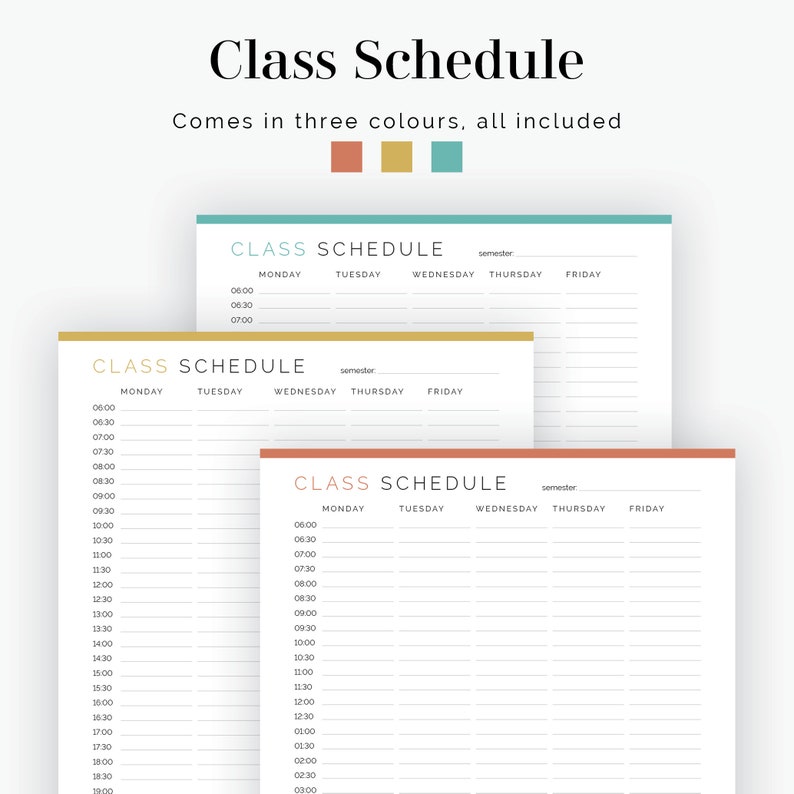 Class Schedule - Fillable - Printable PDF - Student Planner, High ...