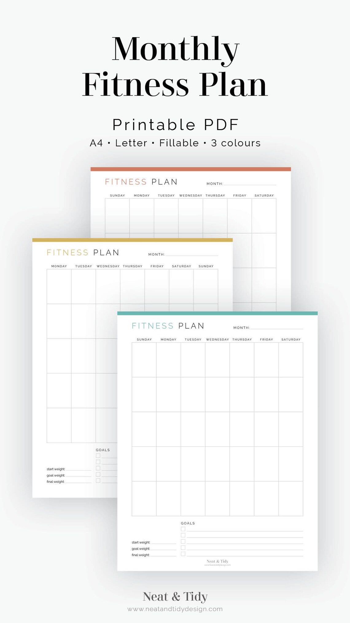 Monthly Fitness Plan Fillable Printable PDF Exercise - Etsy UK