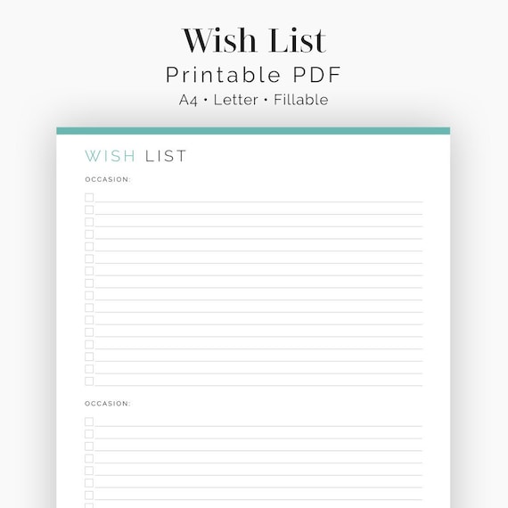 Wish List Fillable Printable PDF Christmas Planner | Etsy