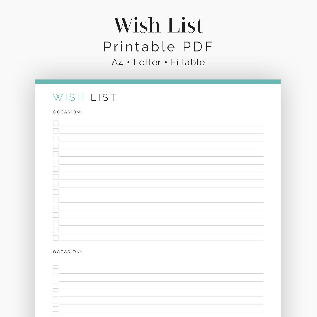 Wish List - Fillable - Printable PDF - Christmas Planner, Holiday ...
