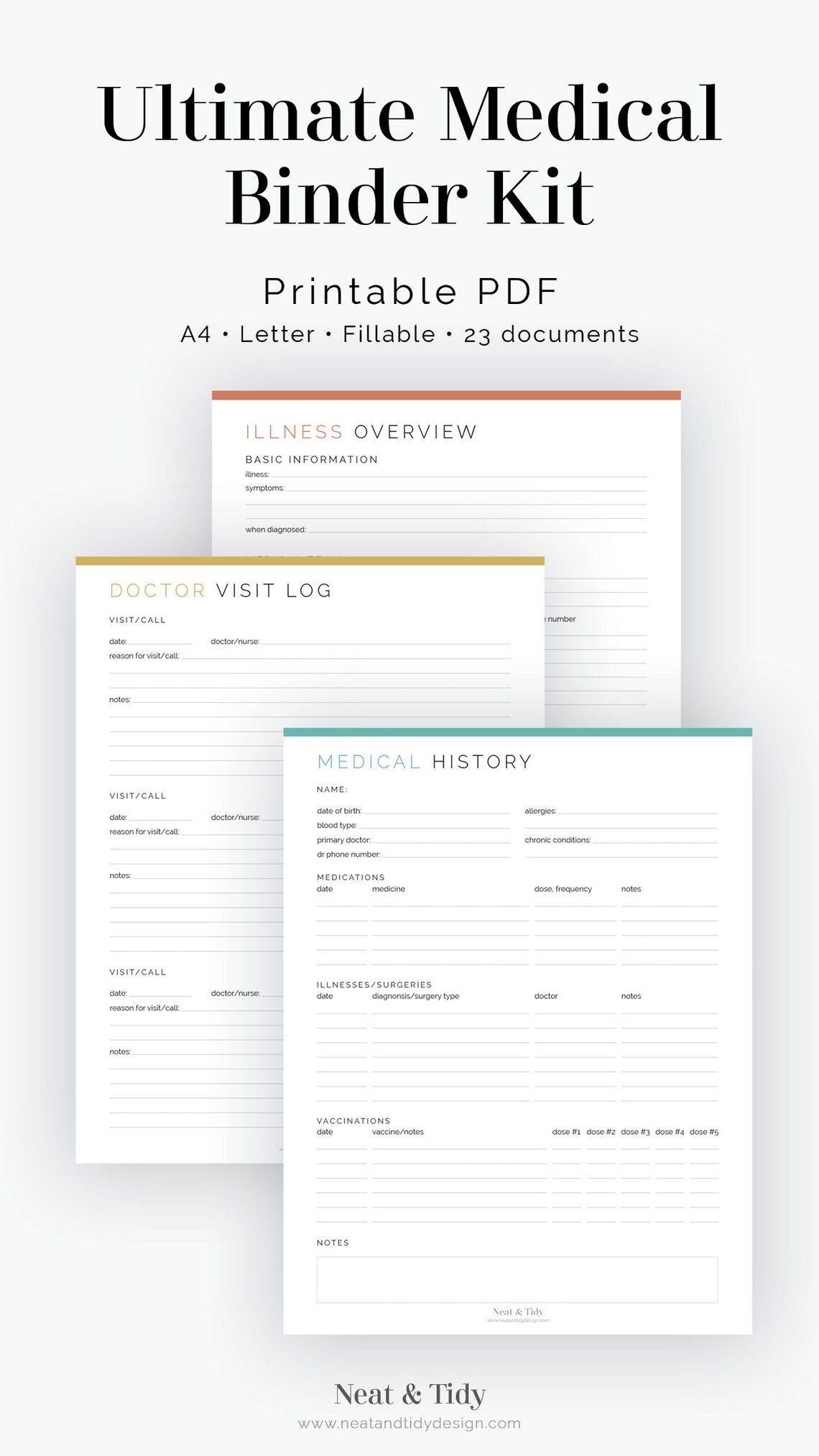 Ultimate Medical Binder Kit 23 Documents Fillable - Etsy