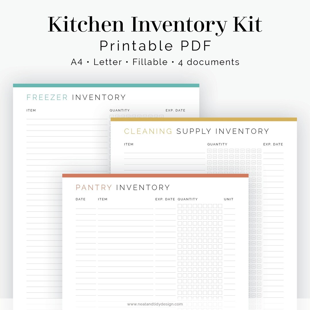 Kitchen Inventory Kit - 4 Documents - House Inventory Lists and ...