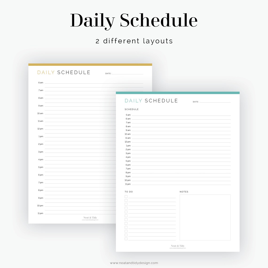 Daily Schedule 2 Layouts Fillable Printable PDF - Etsy