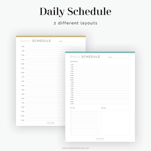 Daily Schedule (2 Layouts) - Fillable - Printable PDF - Productivity ...