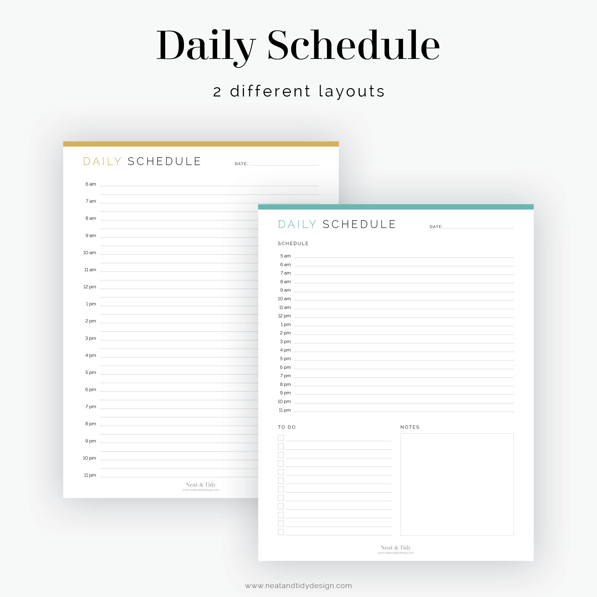Daily Schedule 2 Layouts Fillable Printable PDF - Etsy