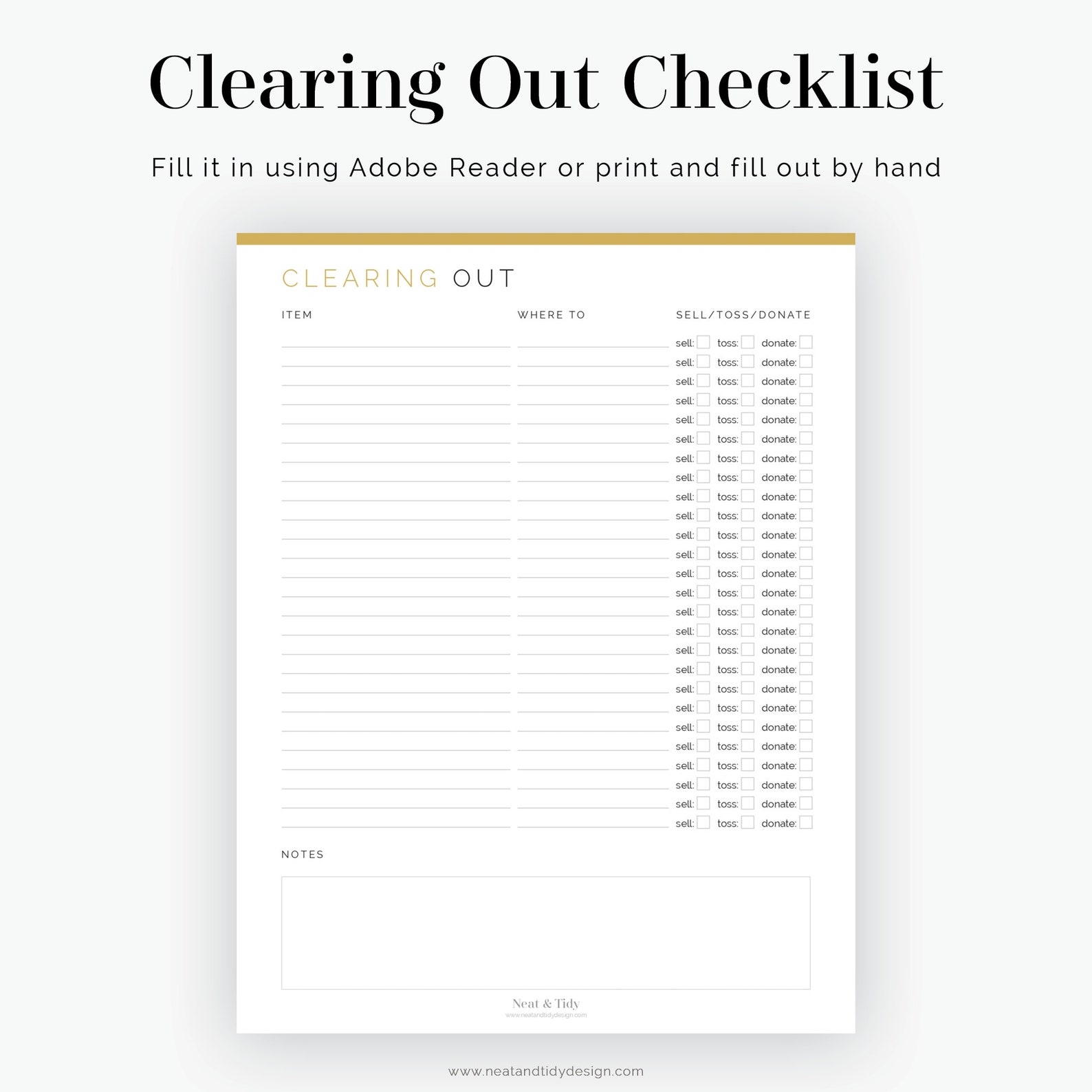 Clearing Out Fillable Moving Planner Household Planner - Etsy