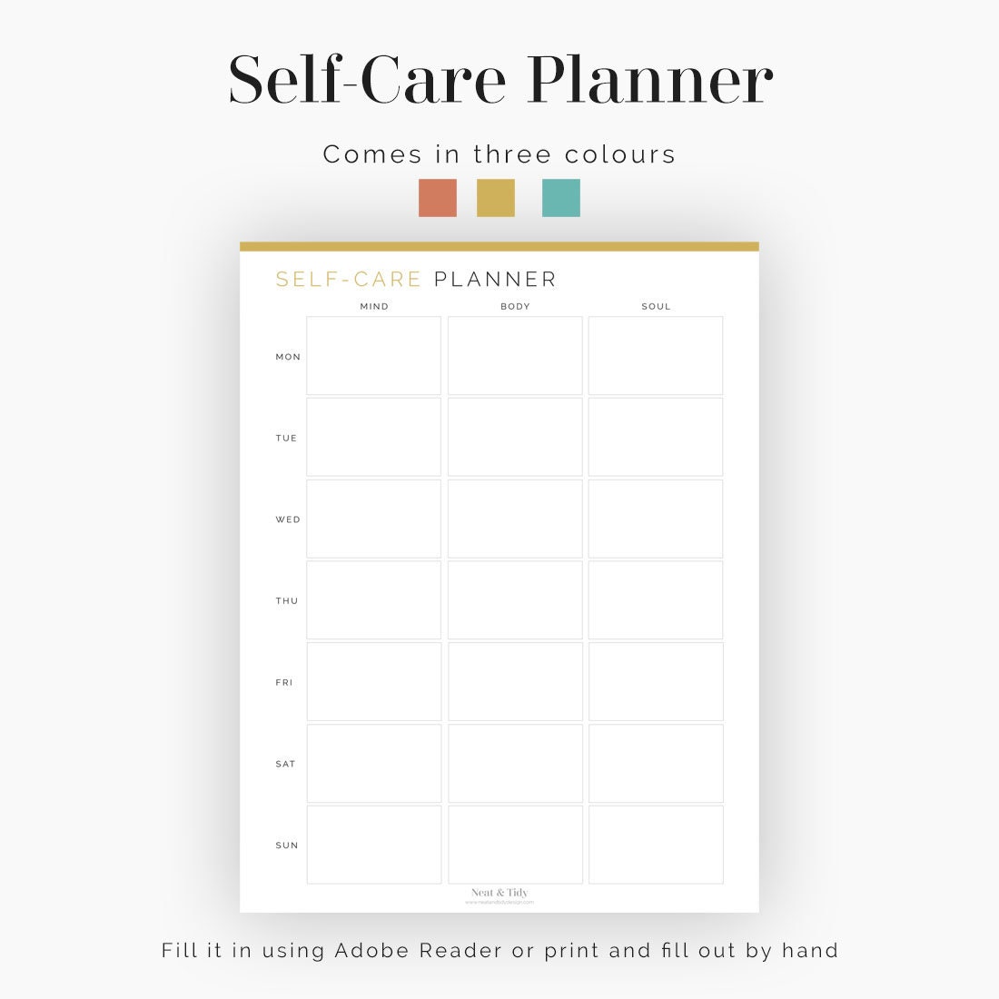 Weekly Self-care Planner Fillable Printable PDF Mental - Etsy