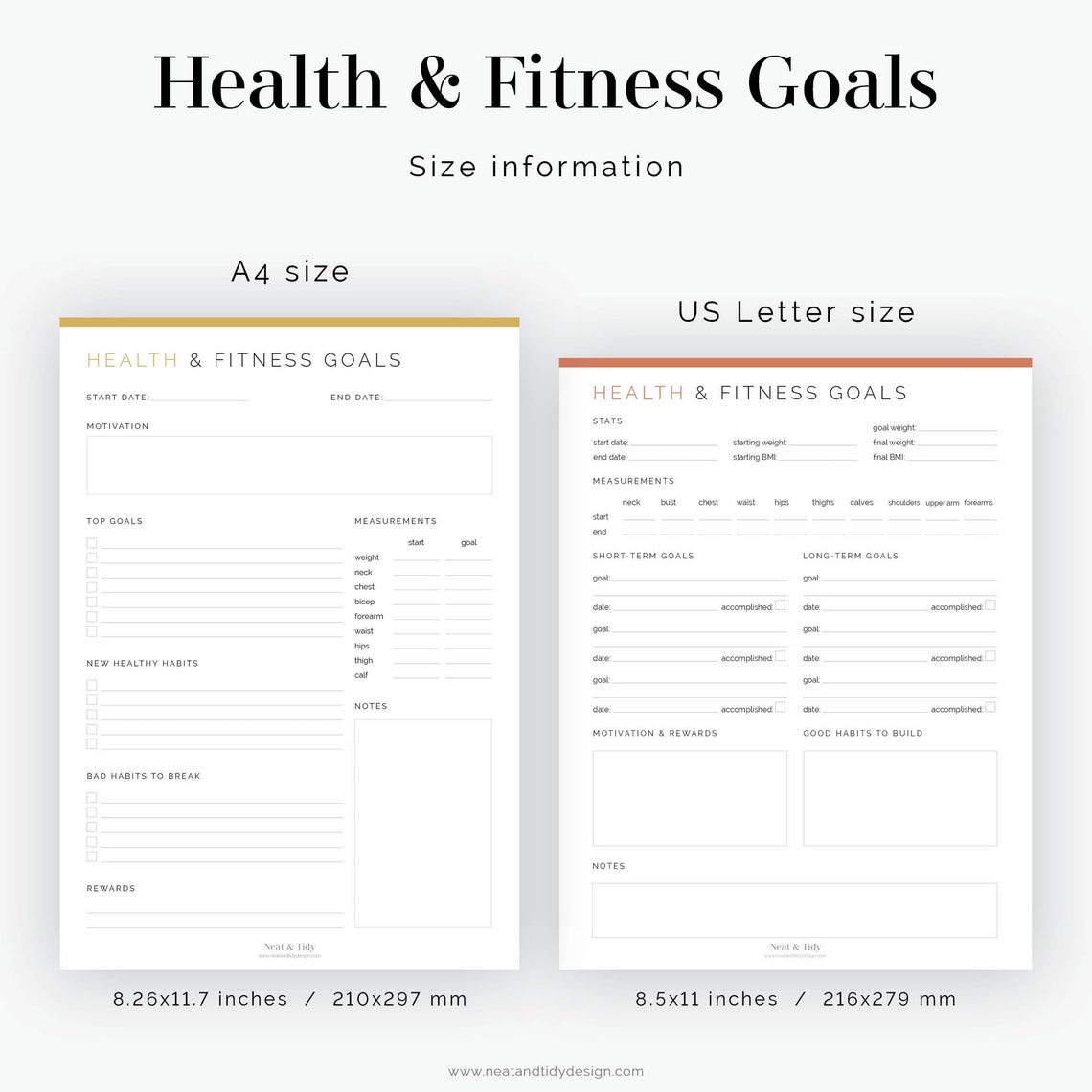 Health and Fitness Goals Fillable Printable PDF Health & - Etsy