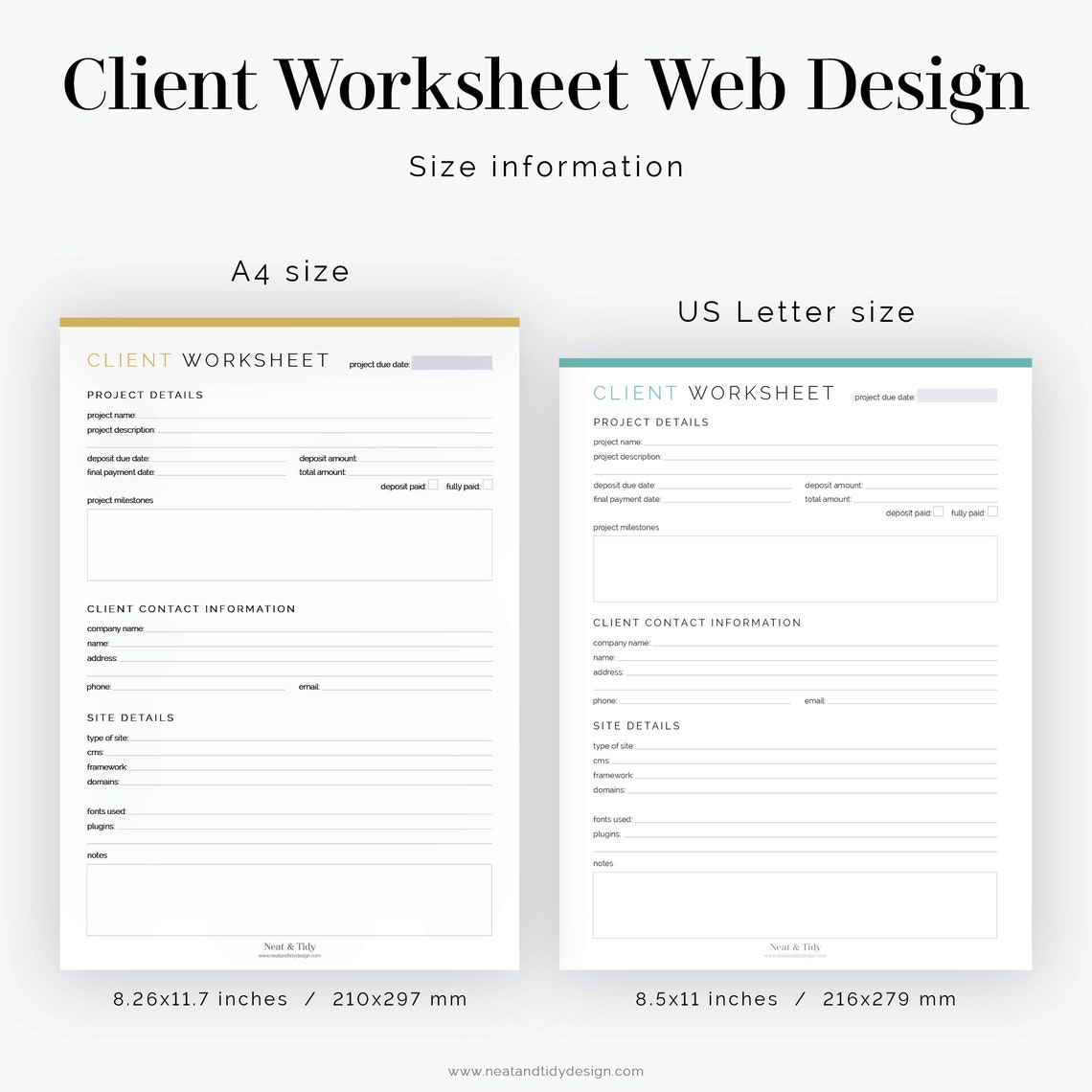 Client Worksheet Web Design Fillable Printable PDF Web | Etsy