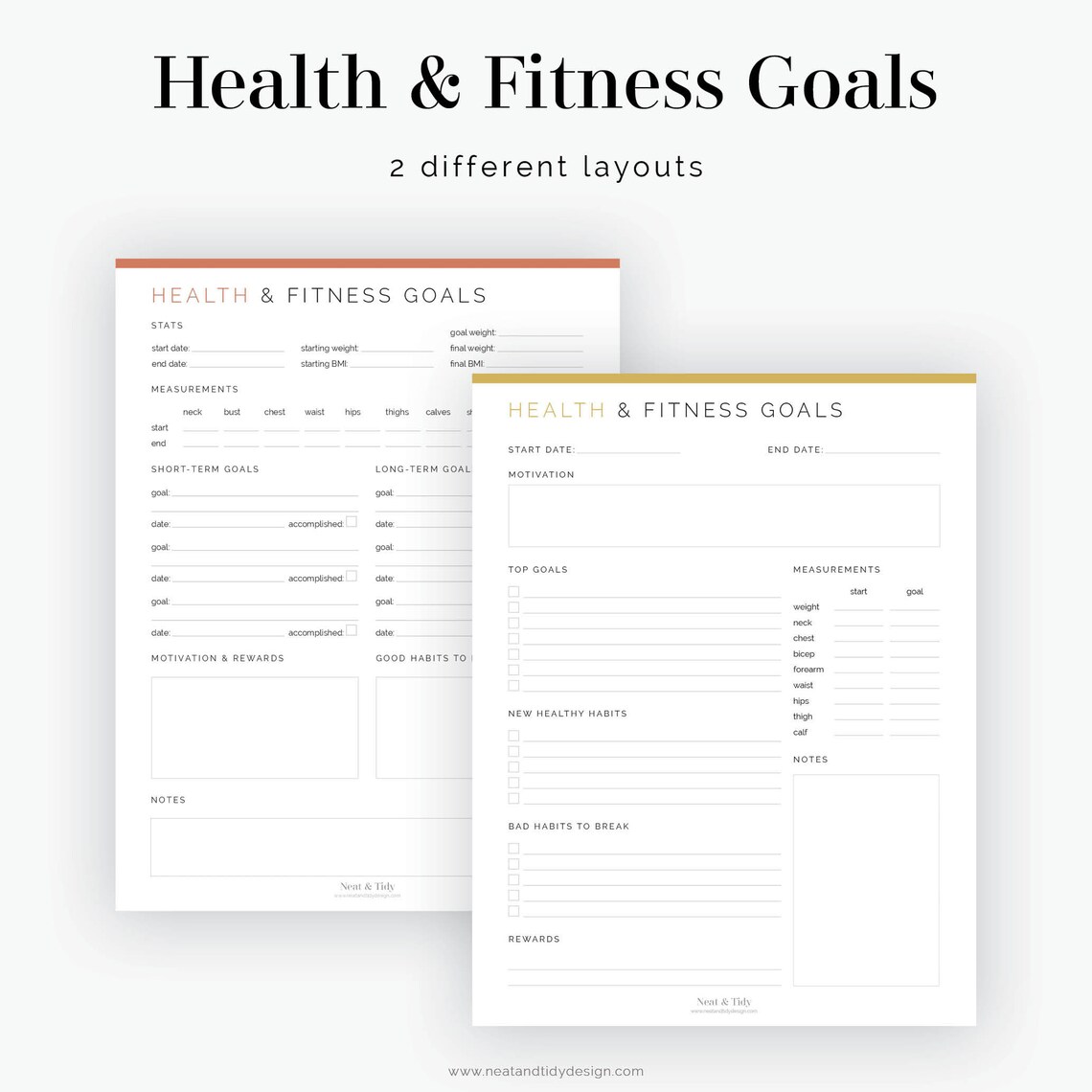 Health and Fitness Goals Fillable Printable PDF Health & - Etsy