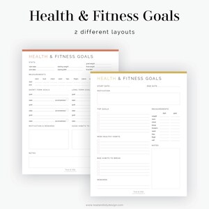 Health and Fitness Goals - Fillable - Printable PDF - Health & Fitness ...